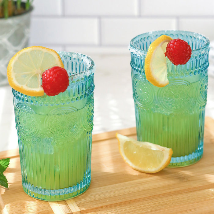 Bungalow Rose Marqueeta 13oz. Drinking Glass Set & Reviews | Wayfair